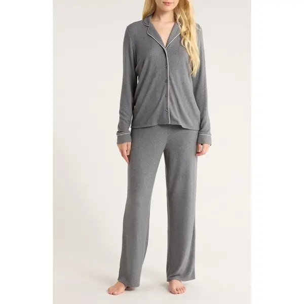 Nordstrom Brushed Hacci Pajamas - Grey Dark Heather