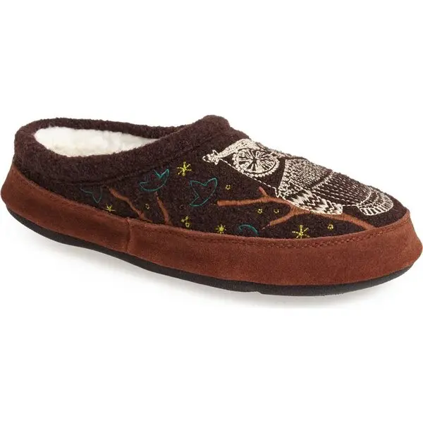 Acorn Forest' Wool Mule Slipper