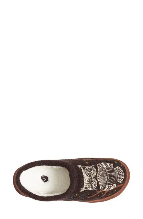 Acorn Forest' Wool Mule Slipper