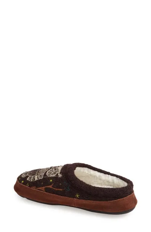 Acorn Forest' Wool Mule Slipper