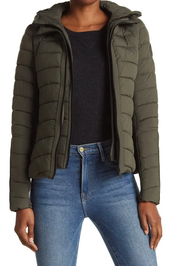 Bernardo Hooded Quilted Water Repellent Jacket