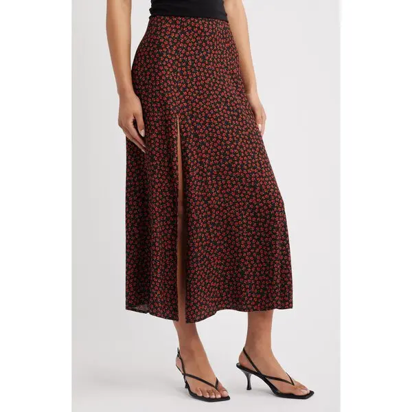 REFORMATION Zoe Side Slit Midi Skirt - Rowan