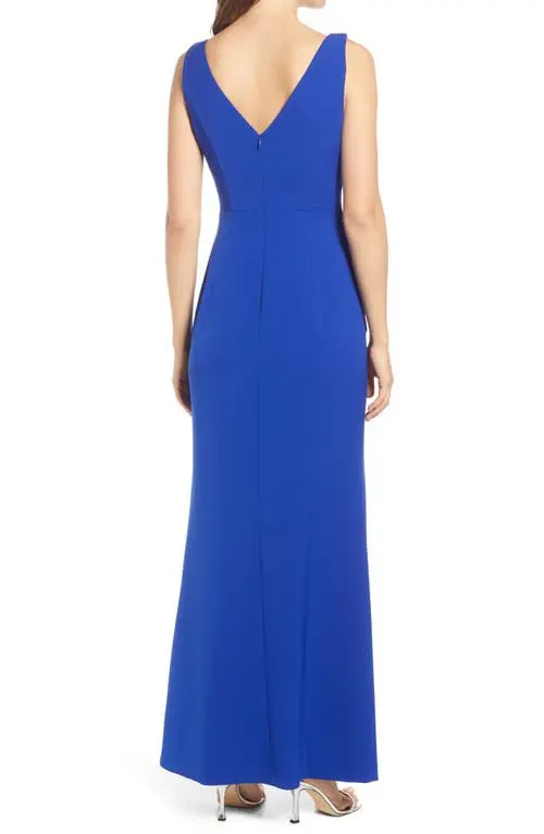 Eliza J Ruffle Front Gown - Cobalt