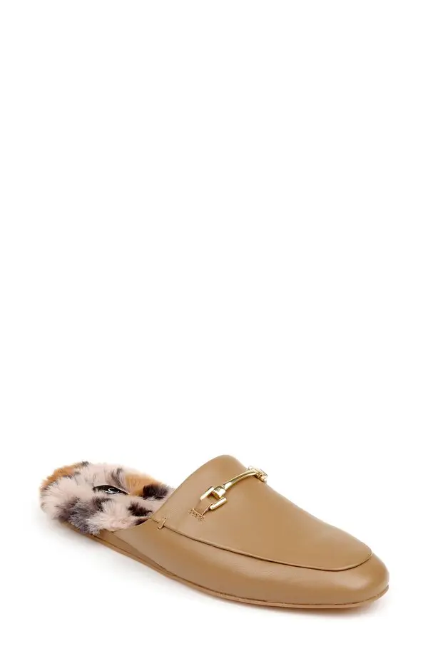ZAC Zac Posen Navy Leather Savanna Faux Shearling Lined Mules Zac Posen ladies savanna faux shearling lined leather mule  main image 4
