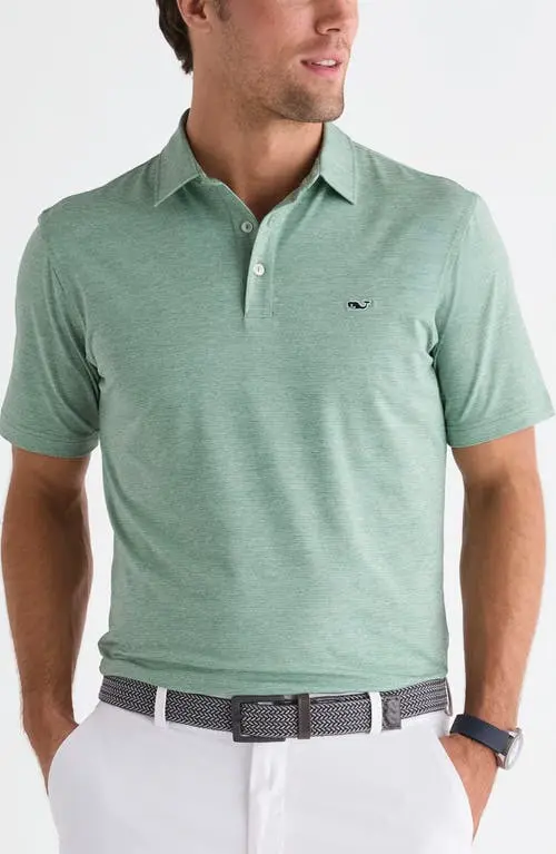 Vineyard Vines St. Jean Stripe Sankaty Performance Polo - L924 Olive