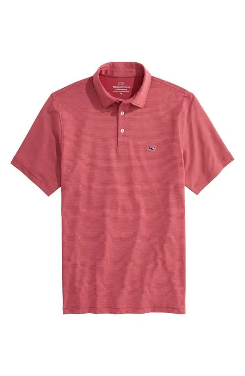 Vineyard Vines St. Jean Stripe Sankaty Performance Polo - Lighthouse Red
