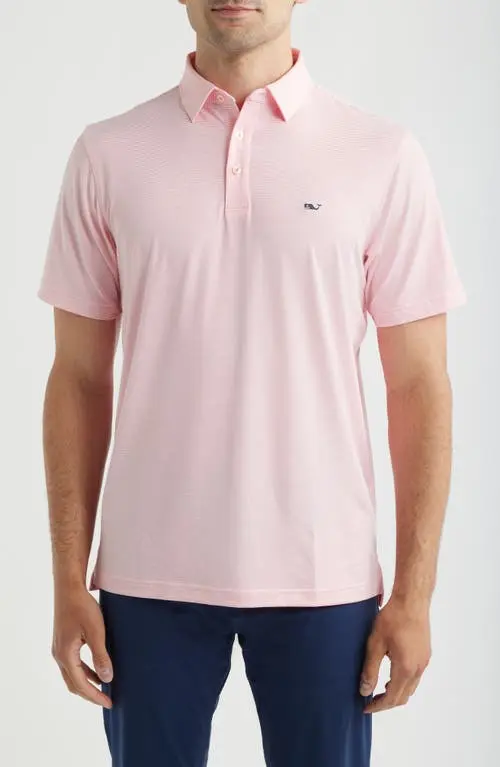 Vineyard Vines St. Jean Stripe Sankaty Performance Polo - Pink/white