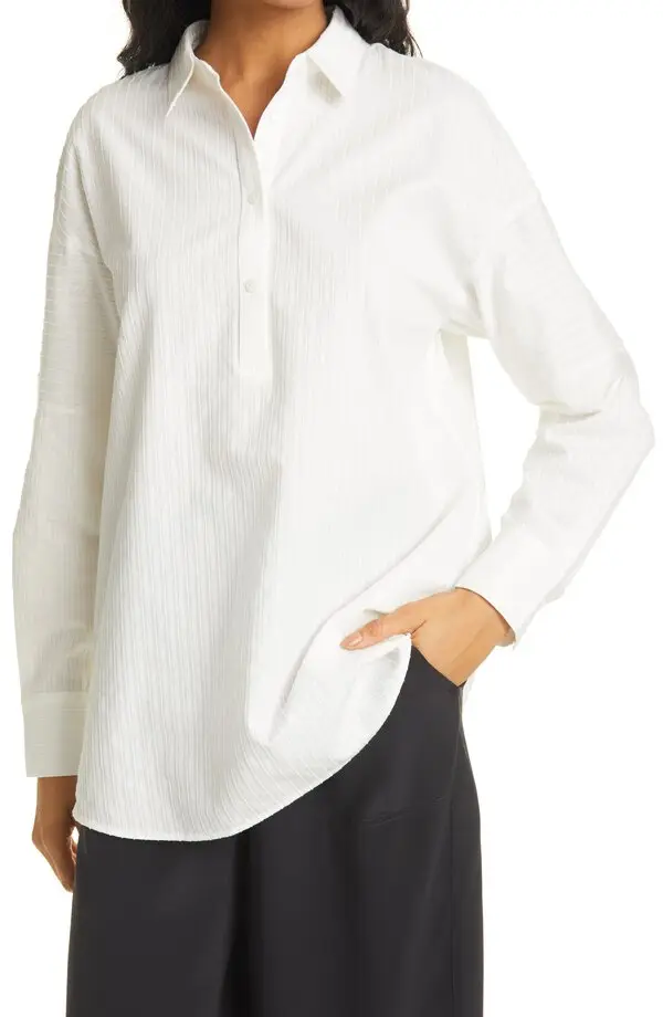 Club Monaco Popover Blouse In Blanc De Blanc - 48% Off
