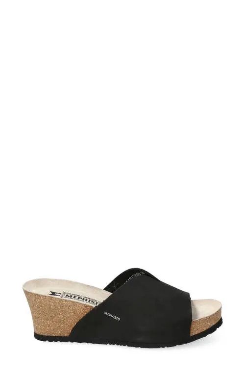 Mephisto Lisane Wedge Slide Sandal - Black
