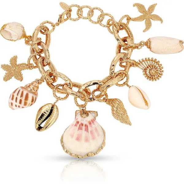 Ettika 18-karat Plate Shell Charm Bracelet - Gold