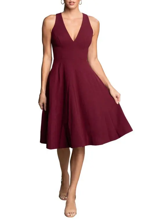 Dress The Population Catalina Fit & Flare Cocktail Dress - Dark Magenta