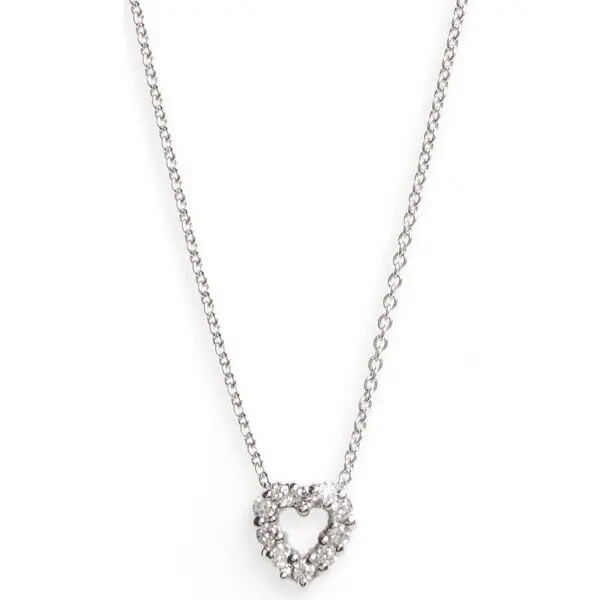 Roberto Coin Tiny Treasures' Diamond Heart Pendant Necklace - White