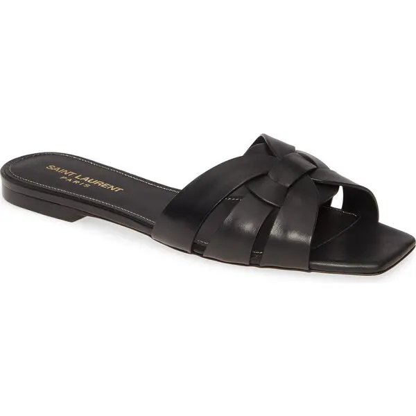 Saint Laurent Tribute Nu Pieds Slide Sandal - 1000-nero