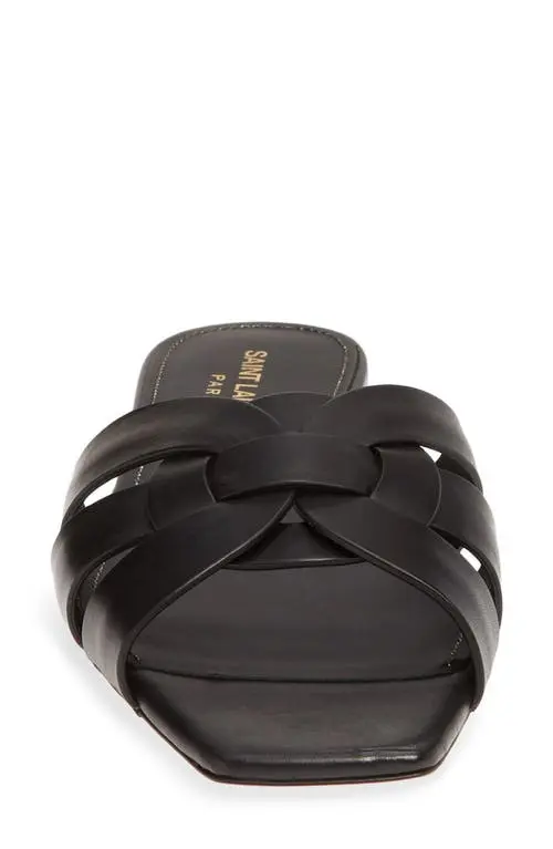 Saint Laurent Tribute Nu Pieds Slide Sandal - 1000-nero