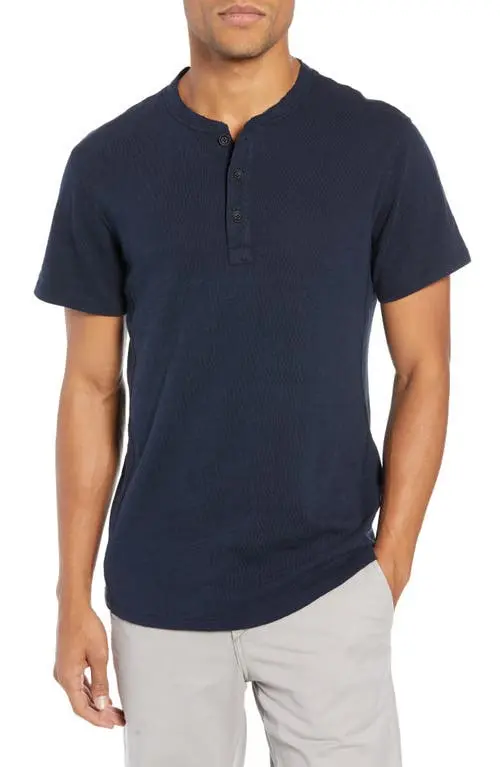 Rag & Bone Classic Short Sleeve Flame Henley - Deep Navy