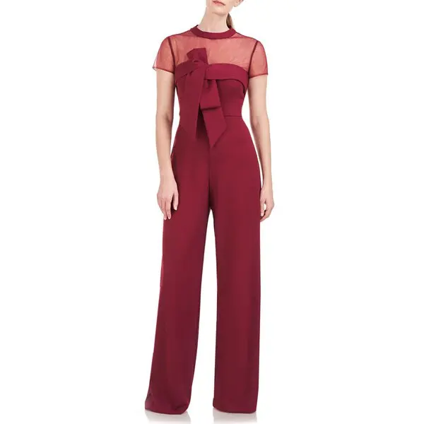 Js Collections Stretch Crepe Jumpsuit - Deep Red