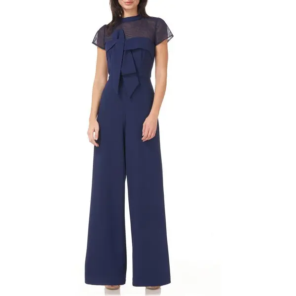 Js Collections Stretch Crepe Jumpsuit - Navy