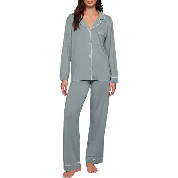 Eberjey Gisele Long Pajamas - Lead/ivory