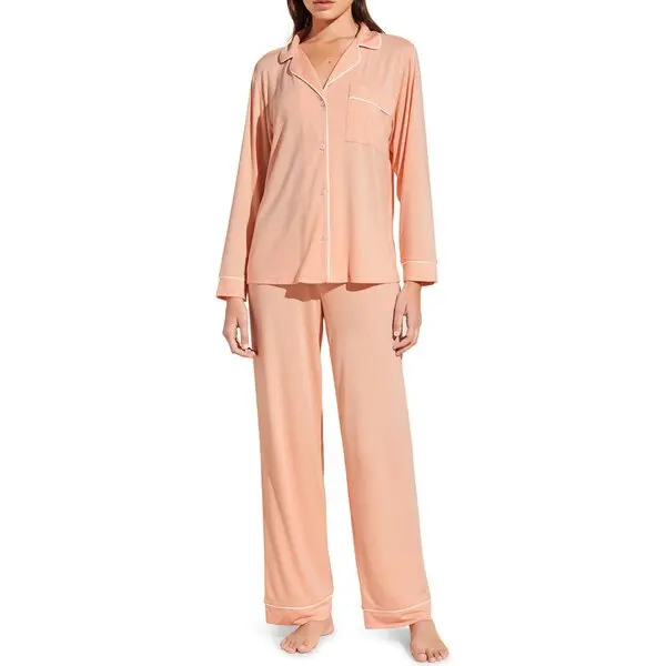 Eberjey Gisele Long Pajamas - Pink Nectar/ivory