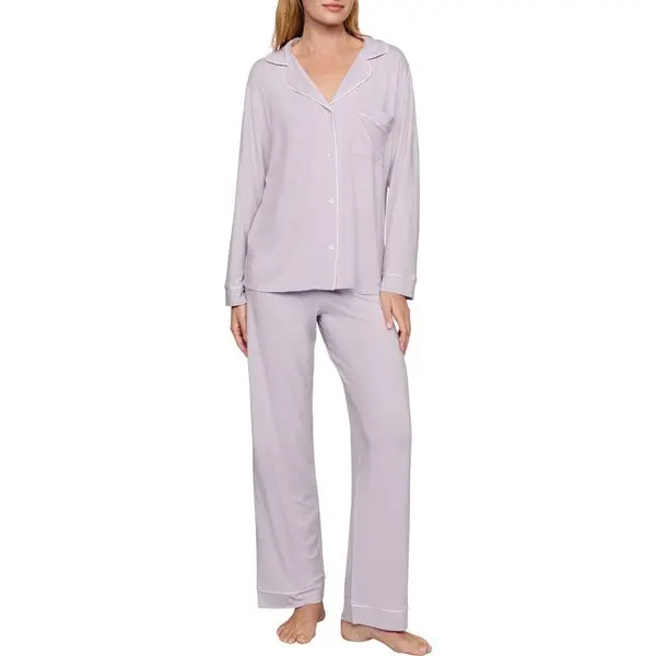 Eberjey Gisele Long Pajamas - Thistle/ivory