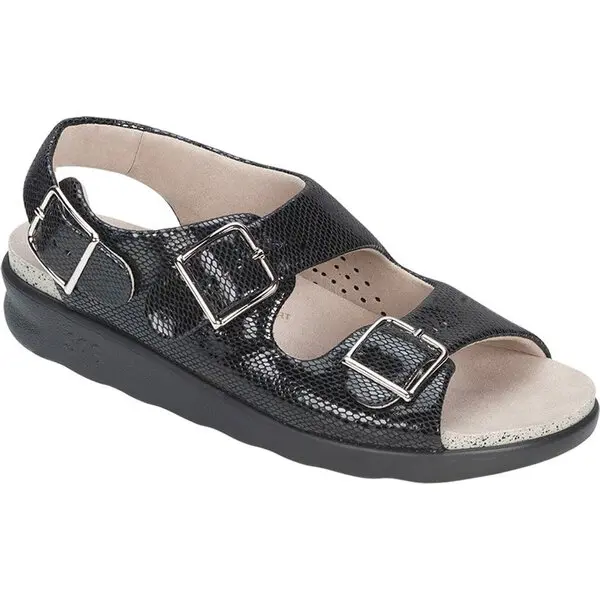 SAS Relaxed Slingback Sandal - Black Snake
