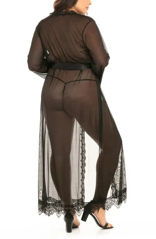OH LA LA CHERI Provence Long Robe & Thong Set - Black
