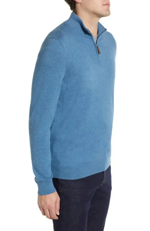 Nordstrom Cotton & Cashmere Half Zip Pullover Sweater - Blue Captain