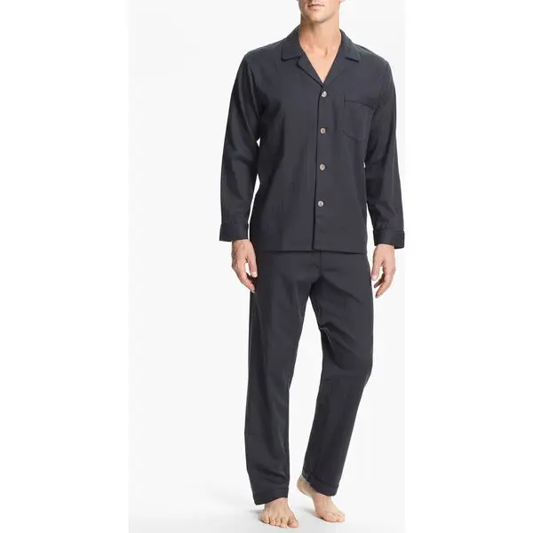 Majestic International Herringbone Cotton Pajamas - Lead