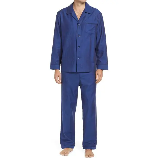 Majestic International Herringbone Cotton Pajamas - True Blue