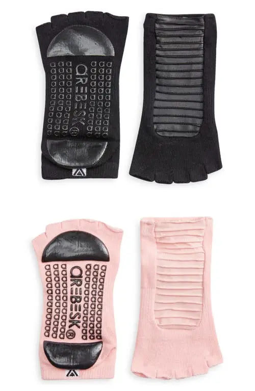 AREBESK Moto No-slip Open Toe Socks 2-pack - Black/light Pink