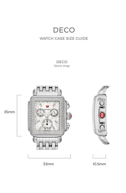 Michele Deco Diamond Chronograph Stainless Steel Watch - Gold/silver