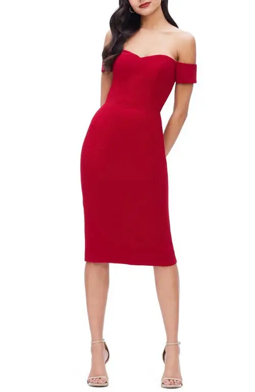 Dress The Population Bailey Off-the-shoulder Dress - Garnet