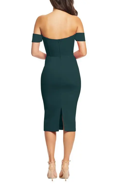 Dress The Population Bailey Off-the-shoulder Body-con Dress - Pine