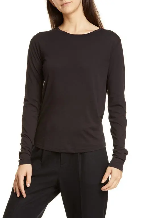 Vince Essential Long Sleeve Crewneck Tee - Black