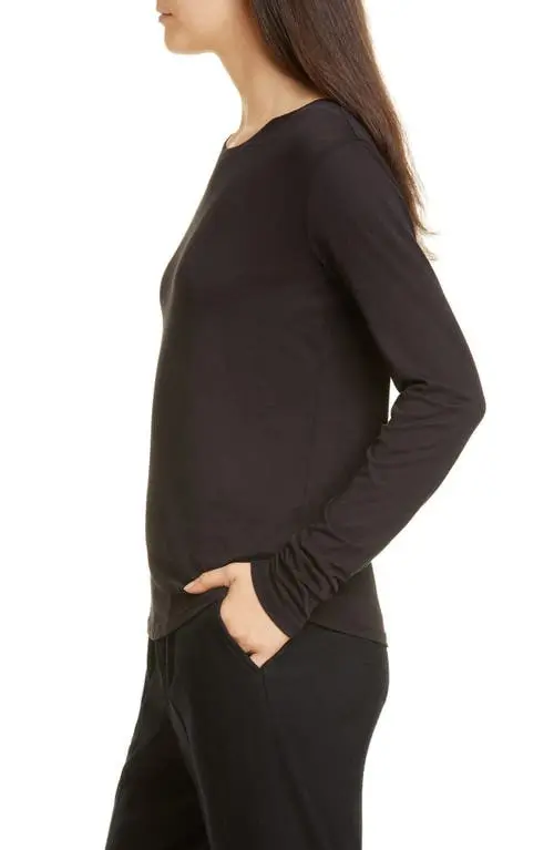 Vince Essential Long Sleeve Crewneck Tee - Black