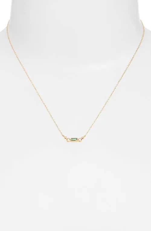 Anzie Cléo Emerald & Diamond Bar Pendant Necklace