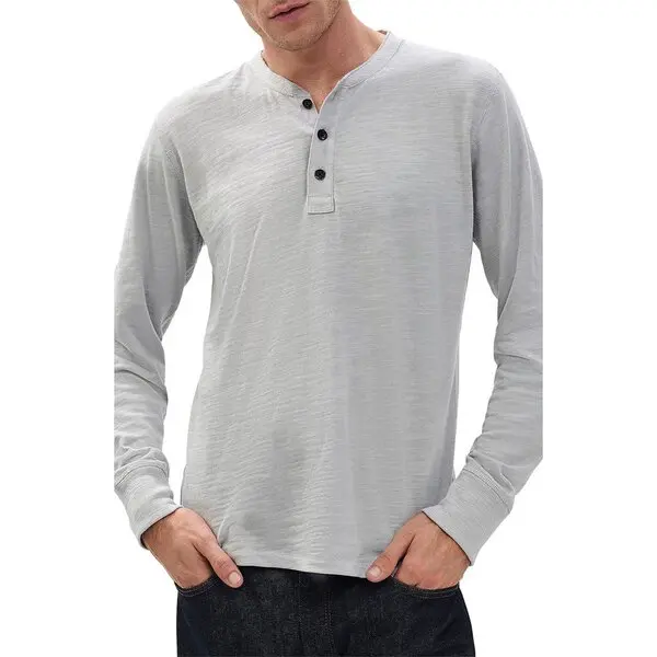 Rag & Bone Classic Slim Fit Henley - Heather Grey