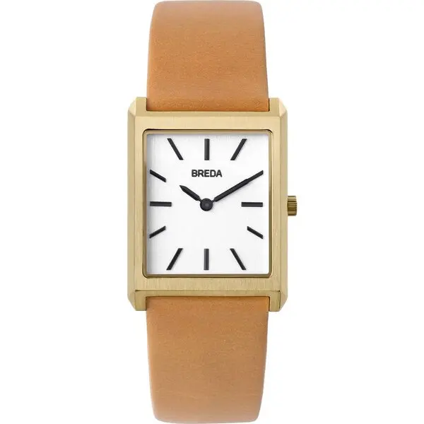 BREDA Virgil Leather Strap Watch - Gold/ Clay/ Ivory