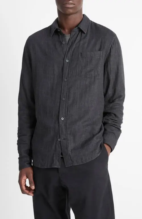 Vince Regular Fit Double Face Button-up Shirt - H Black