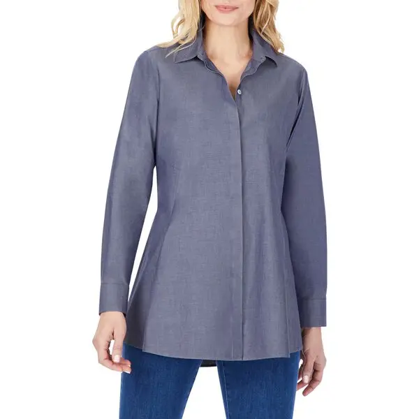 Foxcroft Cici Non-iron Tunic Blouse - Midnight Sky