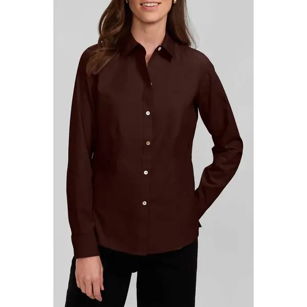 Foxcroft Dianna Non-iron Cotton Shirt - Chicory Coffee Brown