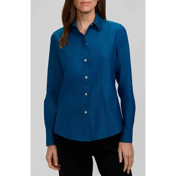 Foxcroft Dianna Non-iron Cotton Shirt - Teal Green