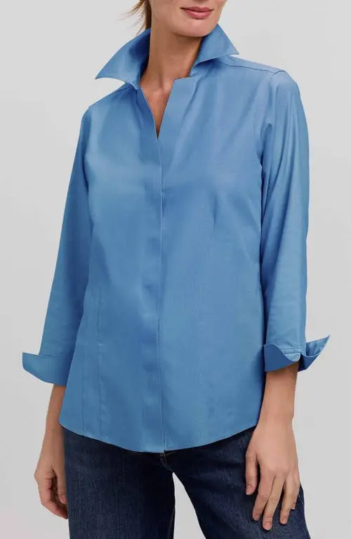 Foxcroft Taylor Fitted Non-iron Shirt - Soft Indigo Blue