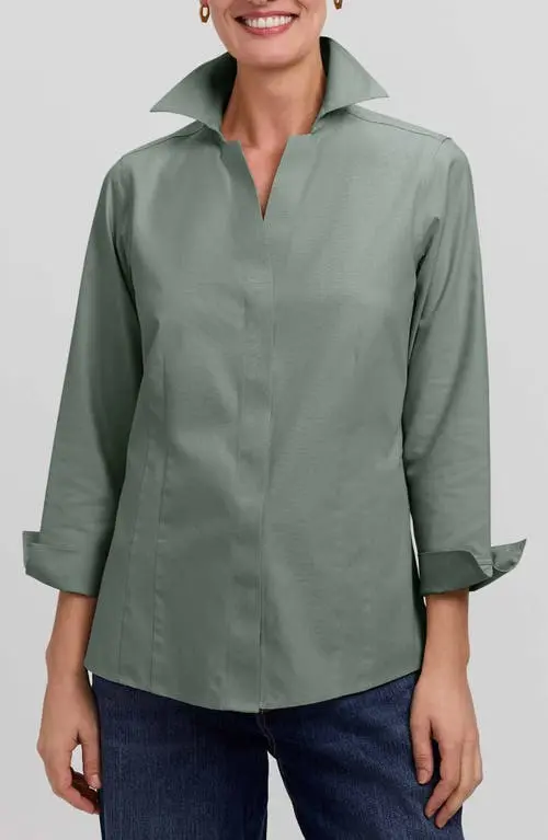 Foxcroft Taylor Fitted Non-iron Shirt - Soft Olive Green