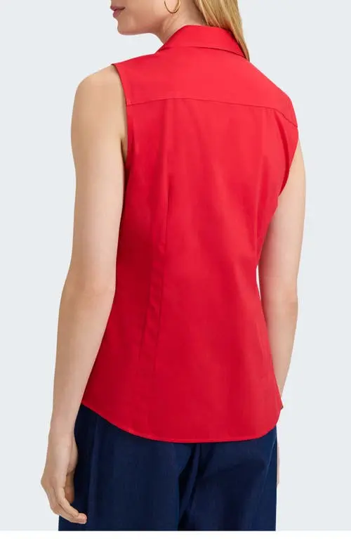 Foxcroft Taylor Non-iron Sleeveless Shirt - Simply Red