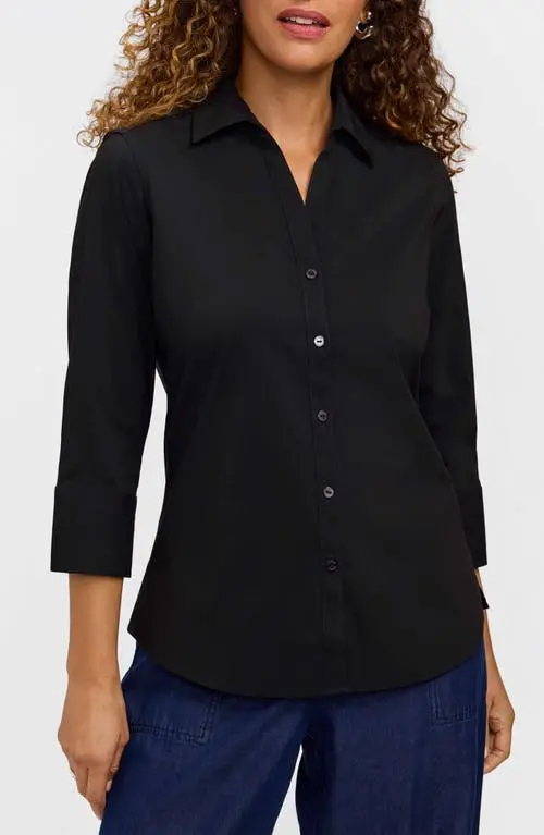 Foxcroft Mary Button-up Blouse - Black