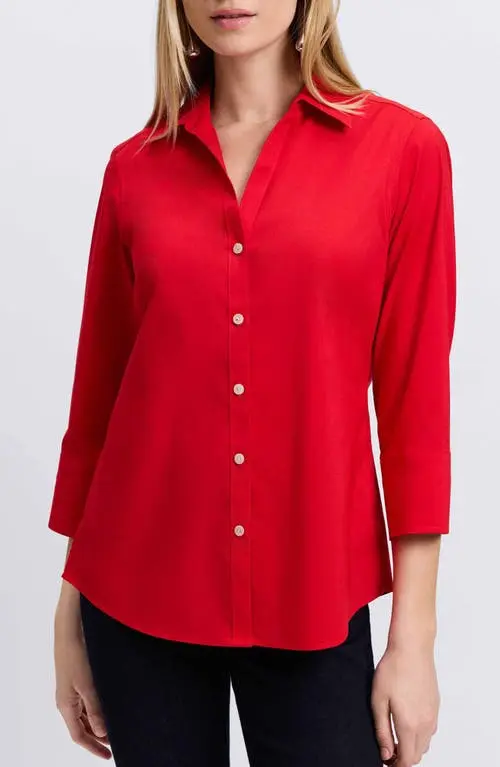 Foxcroft Mary Button-up Blouse - Simply Red