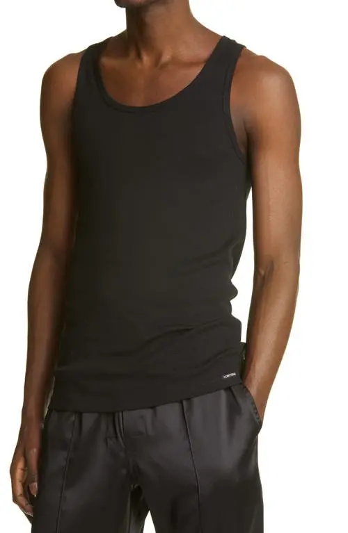 TOM FORD Ribbed Cotton-modal Tank Top - Black
