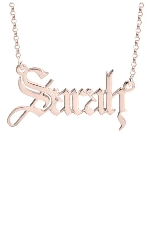 MELANIE MARIE Personalized Nameplate Pendant Necklace - Rose Gold Plated