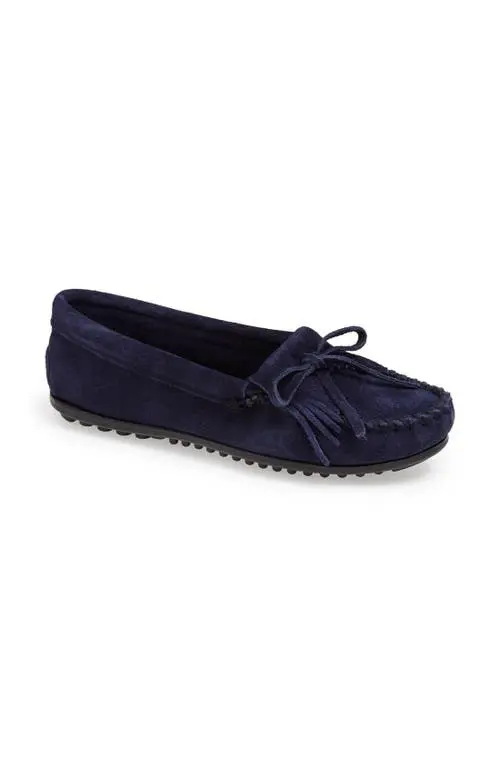 Minnetonka Kilty Suede Driving Shoe - Navy
